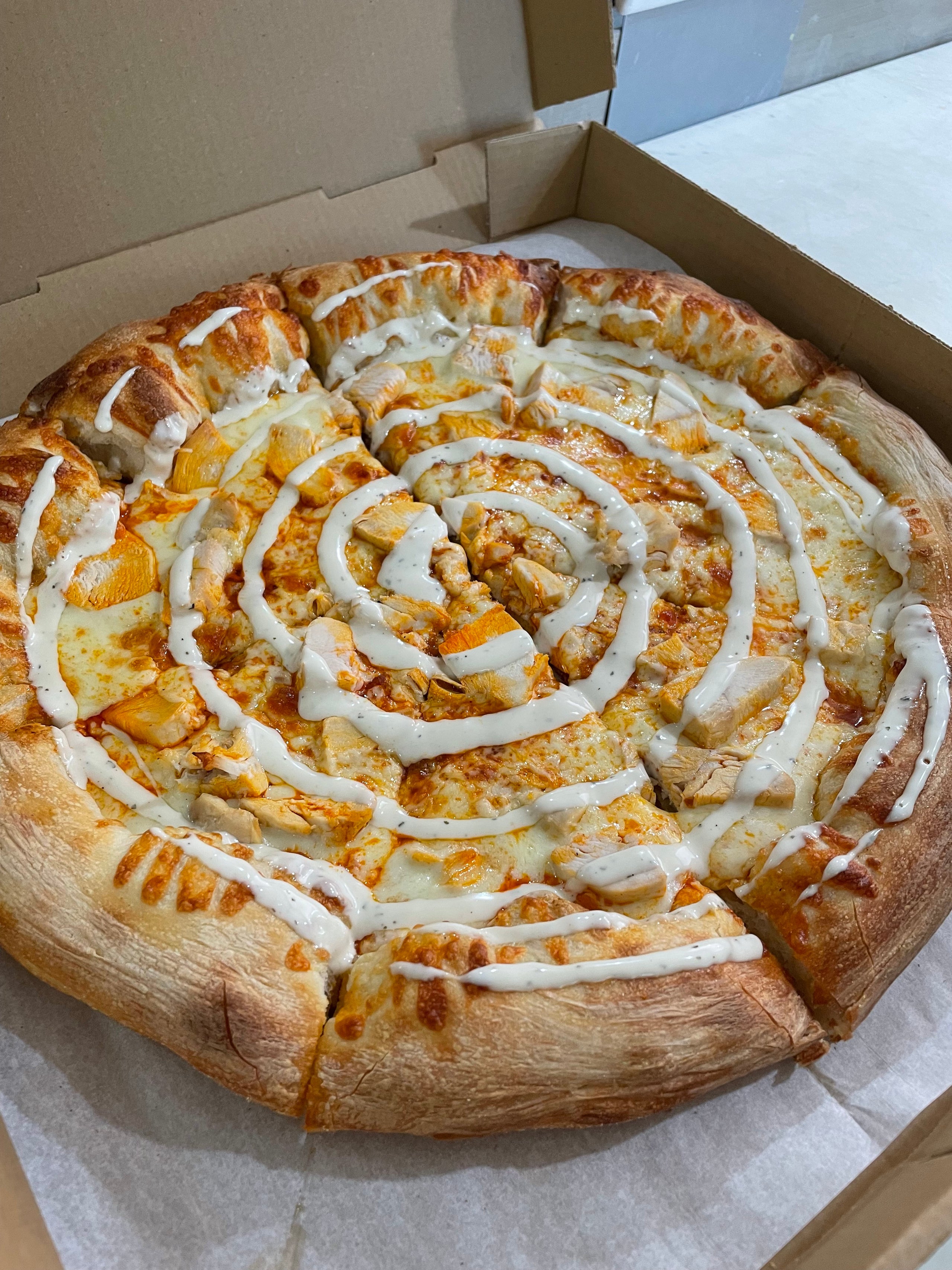 16” Buffalo Chicken Ranch Pizza | West Eden Pizza